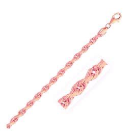 40mm 14k Rose Gold Solid Diamond Cut Rope Bracelet 85 Inch