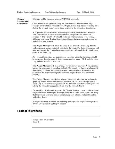 Project Initiation Document Sample Free Download