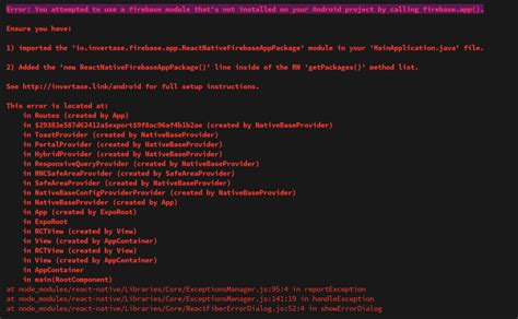 error you attempted to use a firebase module that s not installed on your android project by