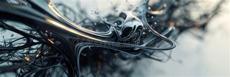Intertwining Lines And Curves Abstract Shapes In Monochrome Colors