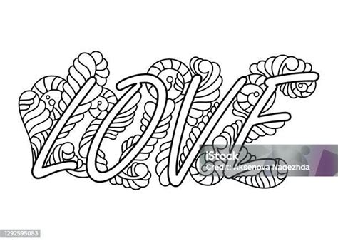 색칠 공부에 대한 단어 사랑 성인 및 노인 을위한 색칠 페이지 발렌타인 데이 카드 컬러링 북 페이지 일러스트레이션 기법에 대한 스톡 벡터 아트 및 기타 이미지 컬러링 북