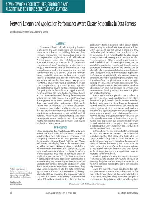 Pdf Network Latency And Application Performance Aware Cluster Scheduling In Data Centers