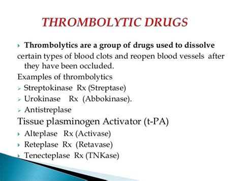 Ppt Presentation Of Thrombolytics Drugs By Dr Xrshad Danish
