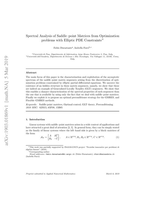 Spectral Analysis Of Saddle Point Matrices From Optimization Problems