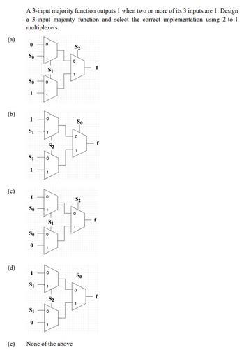 Answered A A 3 Input Majority Function Outputs 1 When Two Or More Of