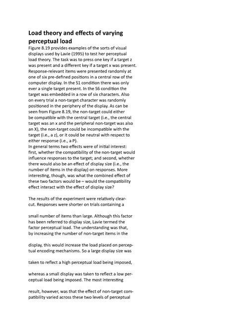 Load Theory And Effects Of Varying Load Theory And Effects Of Varying Perceptual Load Figure 8