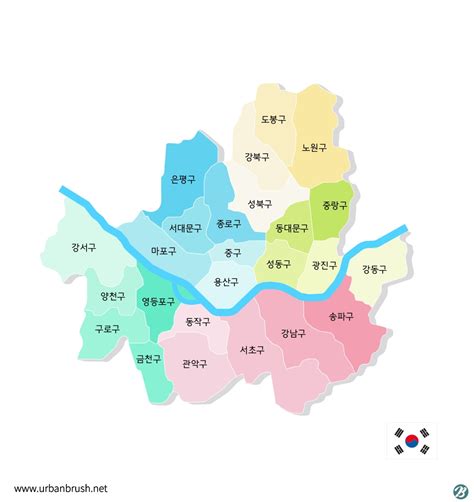 서울지도 컬러 일러스트 Ai 다운로드 Download Seoul Color Map Vector 어반브러시