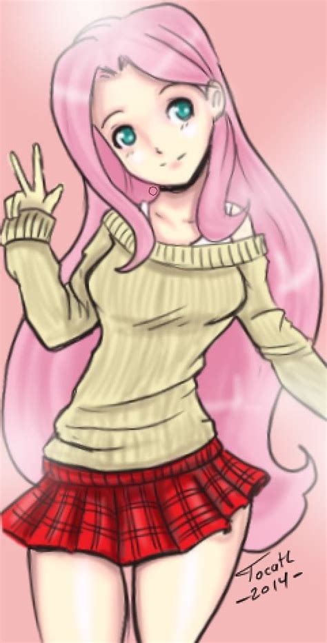 Fluttershy Human By Tokatl On Deviantart