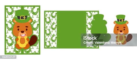 성 패트릭의 날 비버 레이저 절단 초대 장 카드 템플릿 플로터와 실크 스크린 인쇄를 위한 실루엣을 잘라낸 용지 벡터 스톡