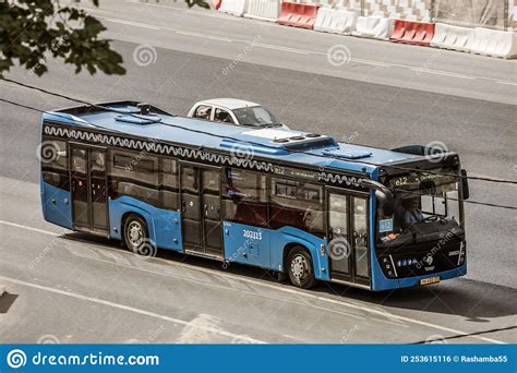 Low Floor City Bus Nefaz 5299 Rides On A City Street Along The Route Aerial View Editorial