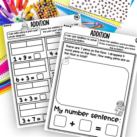 Addition Strategies Worksheets Number Line Ten Frames Word Problems Part Part Whole Made By