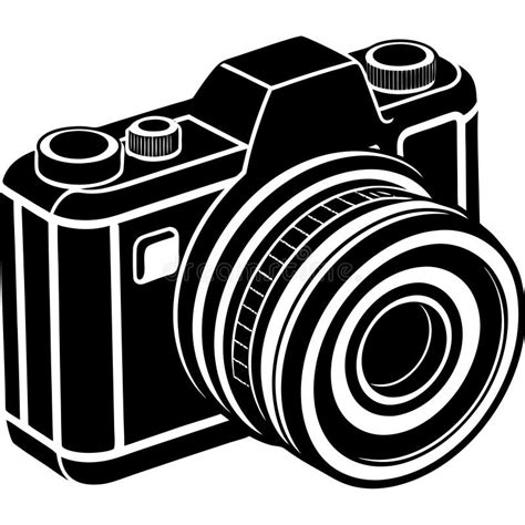 Simple Black And White Silhouette Of A Vintage Camera Stock