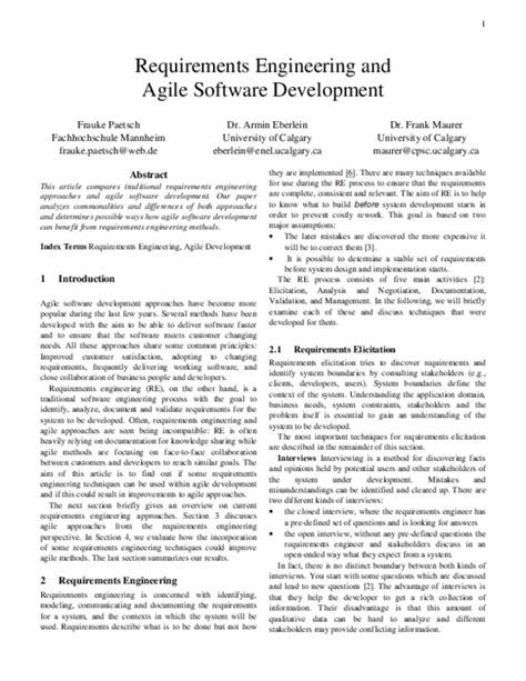 pdf requirements engineering and agile software development