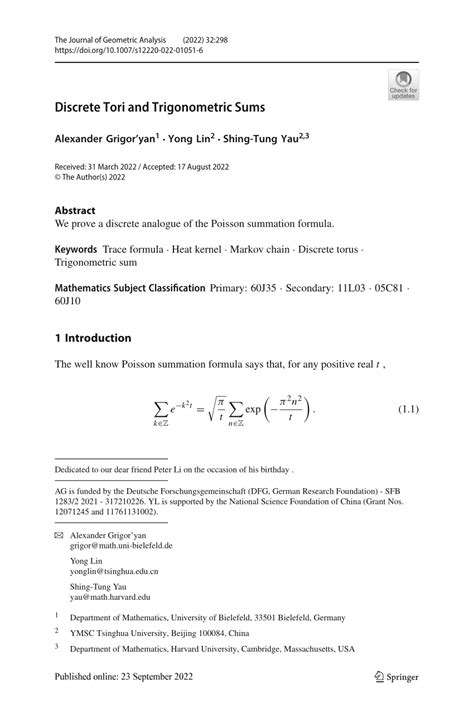 Pdf Discrete Tori And Trigonometric Sums