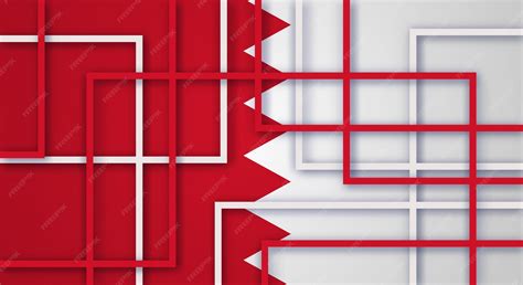 Premium Vector Abstract Geometric Square Stripes Lines Papercut Background With Flag Of Bahrain