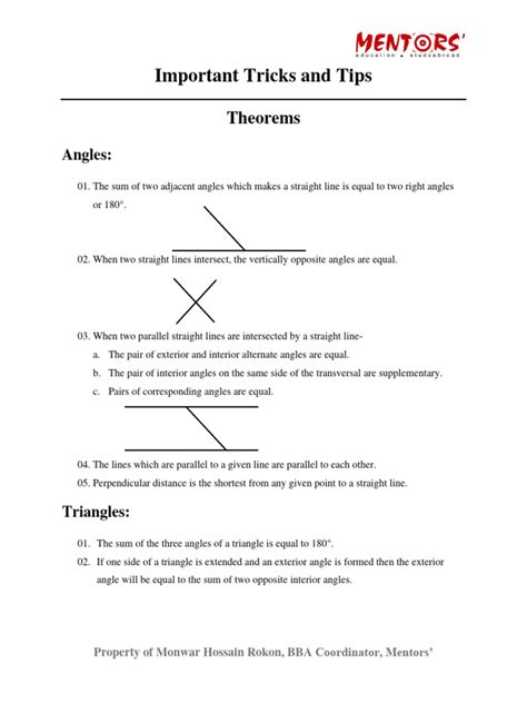 Handout On Theorems Pdf Triangle Circle