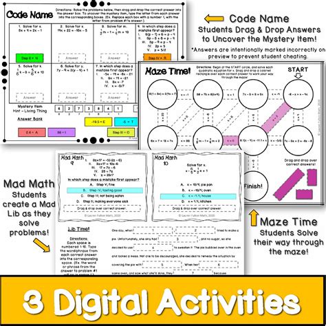 Solving Multi Step Equations Digital Activity Lauren Fulton Math