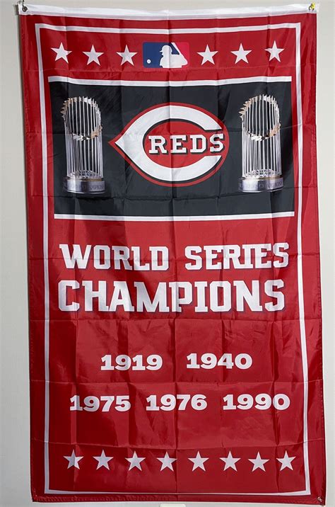 Cincinnati Reds World Series Championship Banner Flag Wall Art Etsy