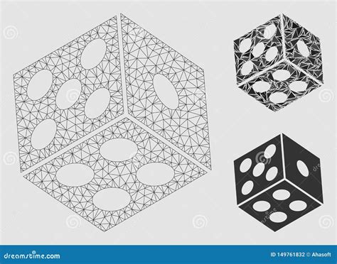 Dice Vector Mesh Wire Frame Model And Triangle Mosaic Icon Stock Vector Illustration Of Kismet