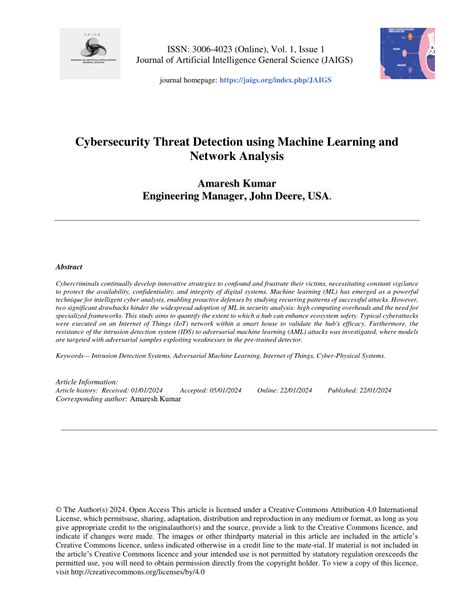Pdf Cybersecurity Threat Detection Using Machine Learning And Network Analysis