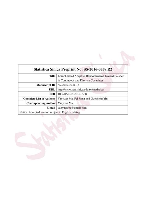 Pdf Kernel Based Adaptive Randomization Toward Balance In Continuous