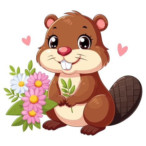 Premium Vector Cute Beaver Vector Cartoon Illustration