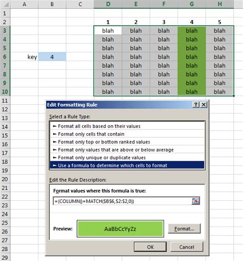Excel Non Vba Highlight Set Of Columns Based On Value Of Another