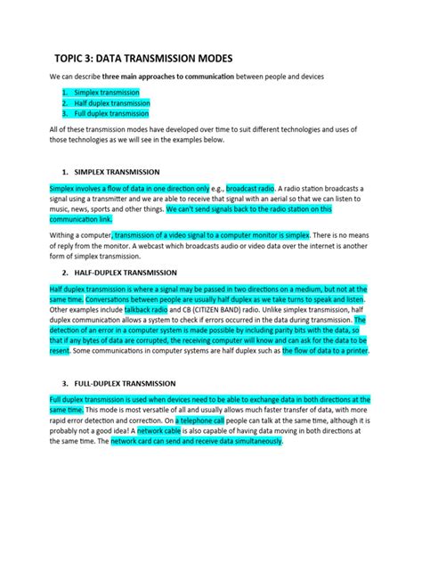 topic 3 data transmission modes pdf duplex telecommunications