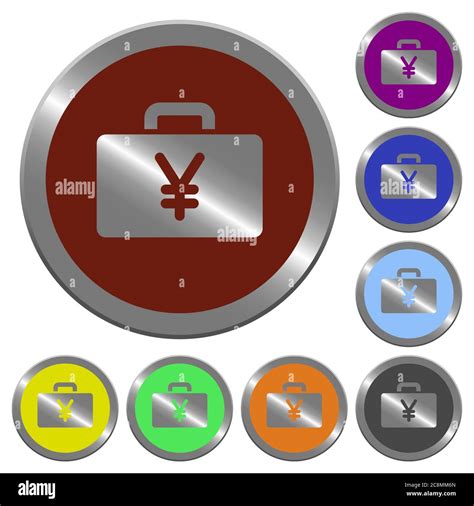 Set Of Glossy Coin Like Color Yen Bag Buttons Stock Vector Image And Art Alamy