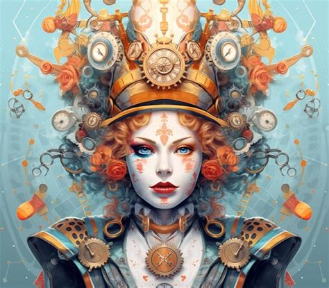 Premium AI Image There Is A Woman With A Clock On Her Head And A Clock On Her Head Generative Ai