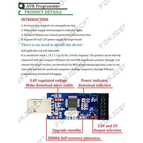 1pc Usbasp Usbisp Avr Programmer Usb Isp Usb Asp Atmega8 Atmega128