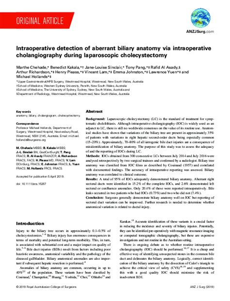 Pdf Intraoperative Detection Of Aberrant Biliary Anatomy Via Intraoperative Cholangiography