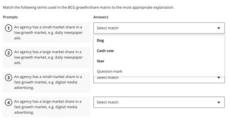 Solved Match The Following Terms Used In The Bcg