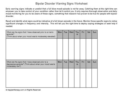 Trigger Worksheet For Bipolar Disorder Pdf Happiertherapy