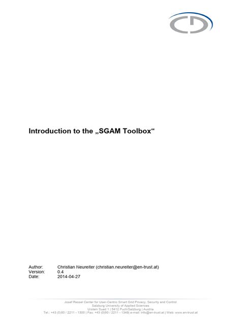 Introduction To Sgam Toolbox Pdf Smart Grid Use Case