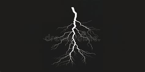 Abstract Lightning Bolt Design White Branch On Black Background Graphic
