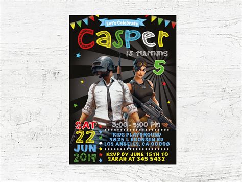 Pubg Invitation For Birthday Party Birthday Party Invitations Birthday Invitations Invitations