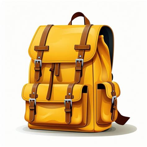Premium Vector Yellow Color Backpack Flat Vector White Background Isolat