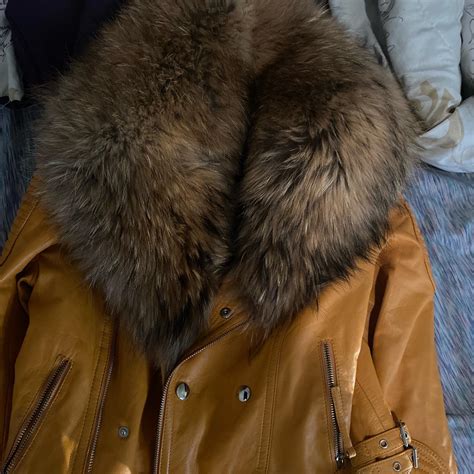 Cute Leather Jacket With Real Fur Fur Leather Depop