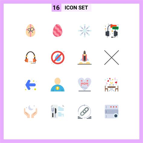 Mobile Interface Flat Color Set Of 16 Pictograms Of Communication Support Snow Headset Support