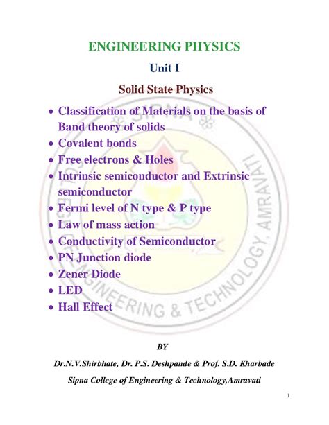 Unit I Solid State Physics Pdf Engineering Physics Unit I Solid State Physics Classification
