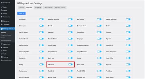 Offcanvas Widget HT Mega Addons For Elementor