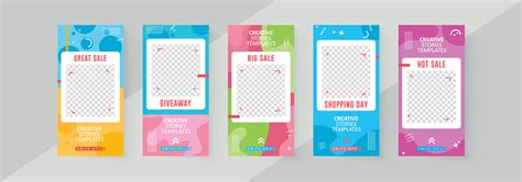 5 소셜 네트워크 스토리 디자인 수직 배너 또는 전단지 템플릿을 슬라이드합니다 소셜 미디어에 대한 미니멀 한 이야기의 집합 0명에 대한 스톡 벡터 아트 및 기타 이미지