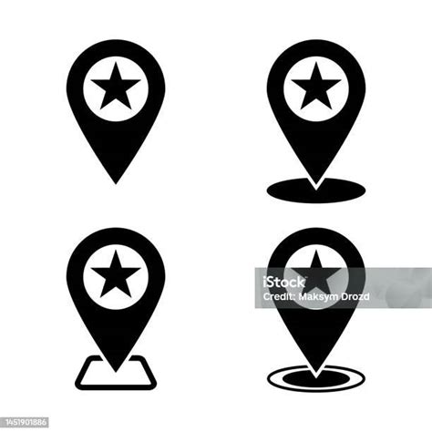 좋아하는 장소 지도 포인터 아이콘입니다 지도는 별 아이콘으로 고정됩니다 별 아이콘이 있는 지도 포인터입니다 0명에 대한 스톡 벡터 아트 및 기타 이미지 Istock