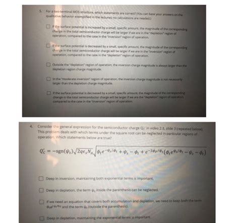 2 For A Two Terminal Mos Structure Which Statements
