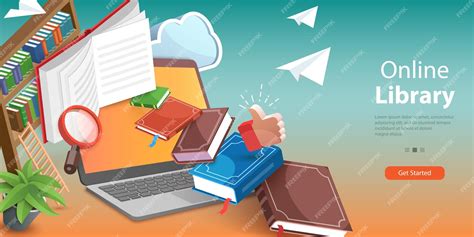 Premium Vector 3d Vector Conceptual Illustration Of Online Library