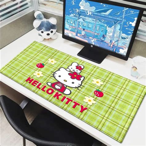 แผ่นรองเมาส์ Gamer การ์ตูนเฮลโลสแมวคิตตี้คีย์บอร์ดยางแผ่นอุปกรณ์เสริมโต๊ะเกม Mousepad Kawaii
