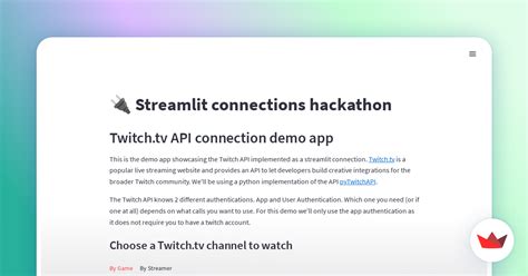 streamlit connections twitch api