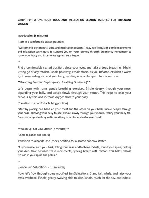 Script Pregnancy Meditation And Yoga Pdf Breathing