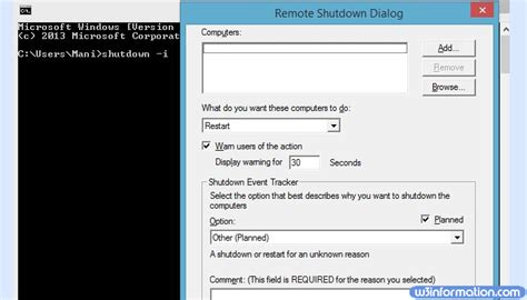 how to restart or shutdown another computer using cmd